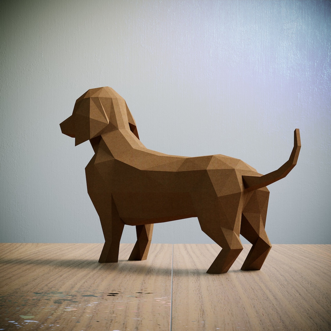 Dachshund Papercraft Template, Abstract Low Poly 3D Origami, Home Decor ...