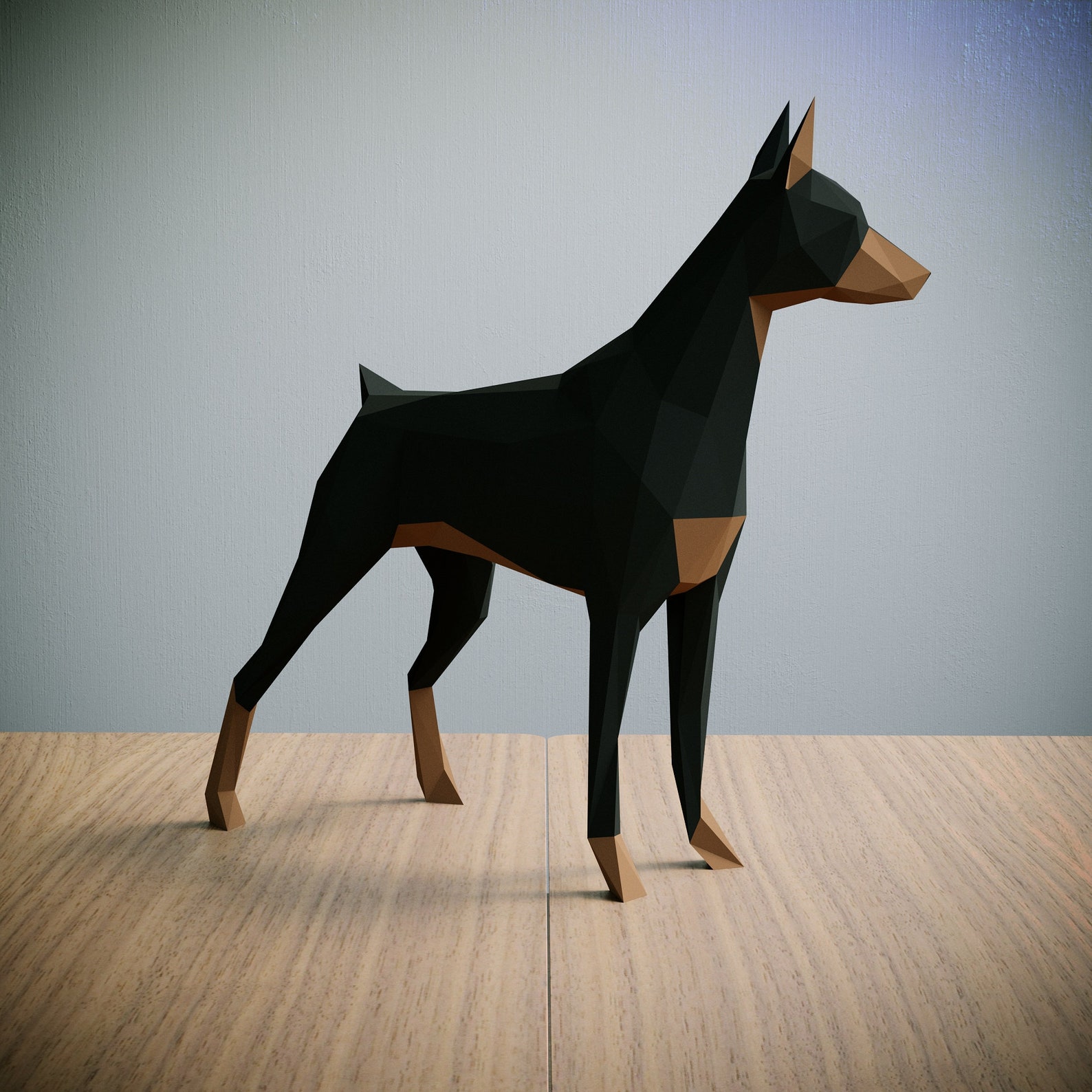 Doberman Pinscher Papercraft Template Abstract Low Poly 3D - Etsy