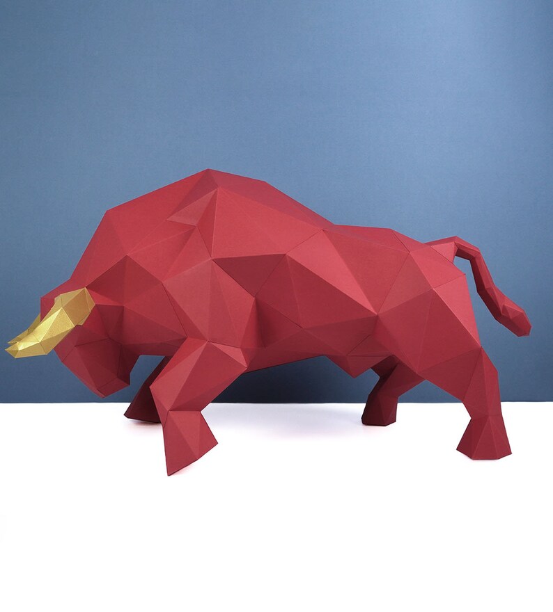 Red Bull Papercraft Bull Paper Bull Papercraft decor Home | Etsy