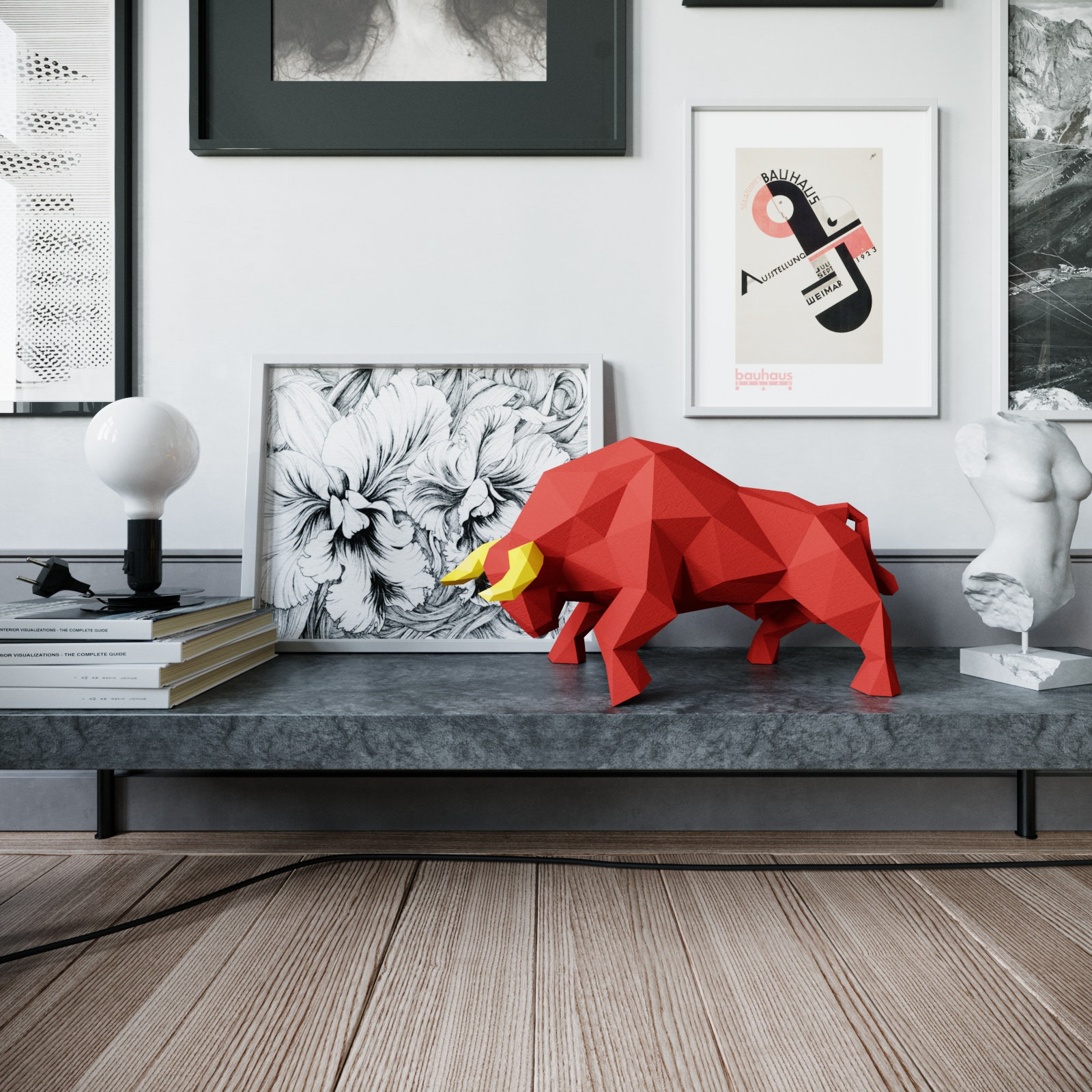 Red Bull Papercraft Bull Paper Bull Papercraft decor Home - Etsy España