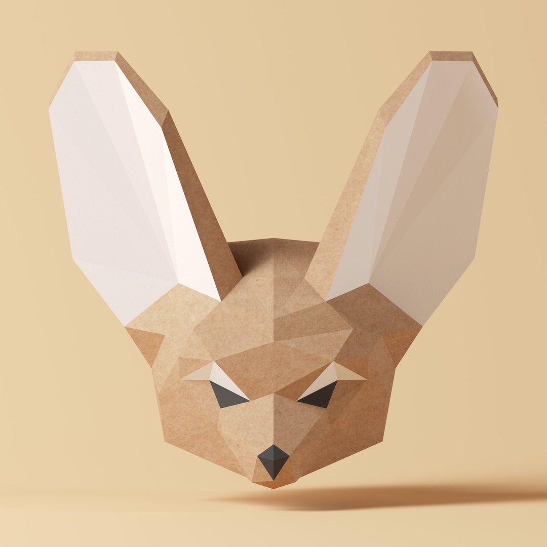 Fennec Fox Papercraft Template, Abstract Low Poly 3D Origami, Home ...