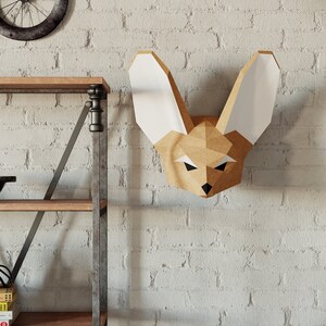 Fennec Fox Papercraft Template, Abstract Low Poly 3D Origami, Home ...
