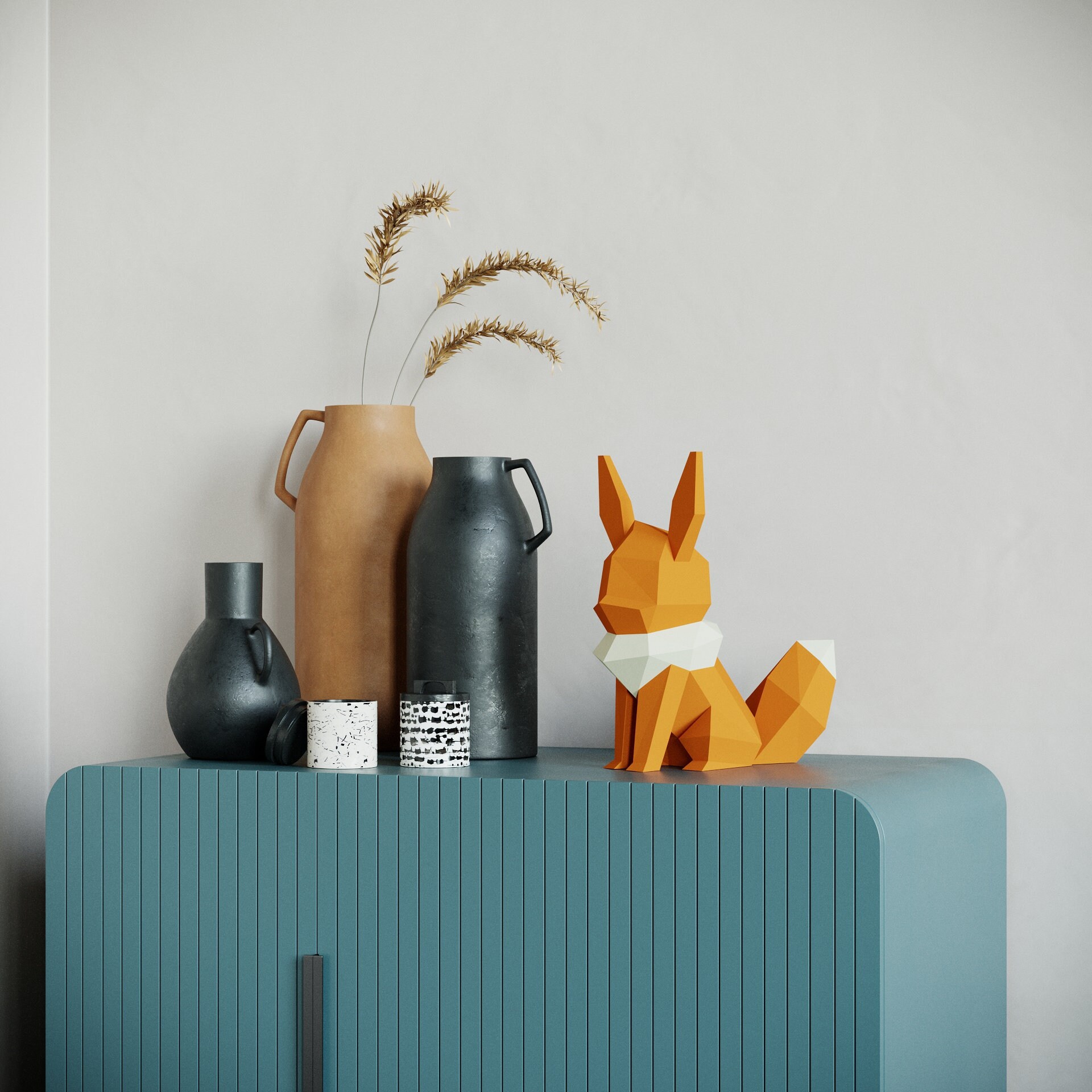 Pokémon Eevee Papercraft Plantilla，Abstracto 3D Origami, Decoración del ...