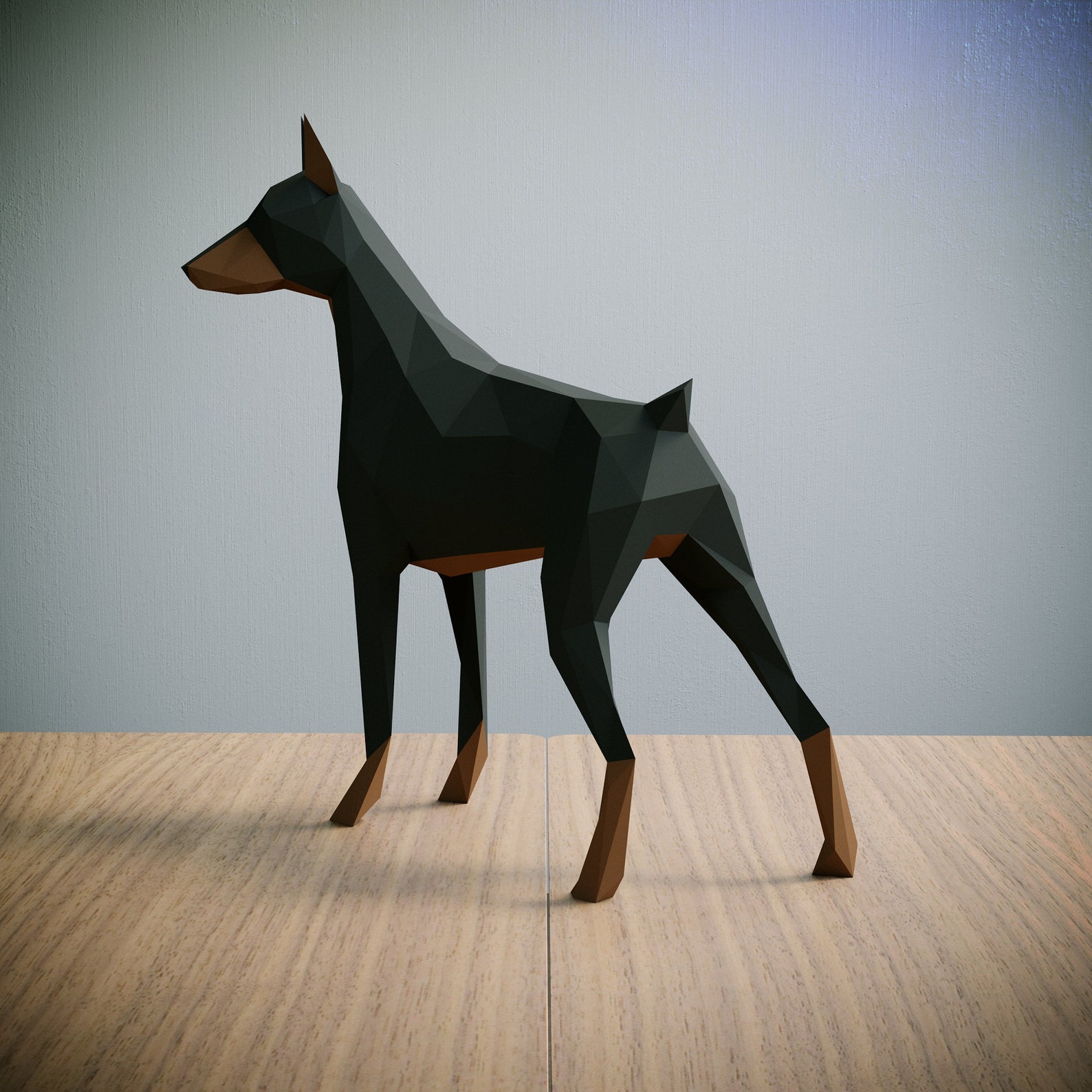 Doberman Pinscher Papercraft Template Abstract Low Poly 3D - Etsy