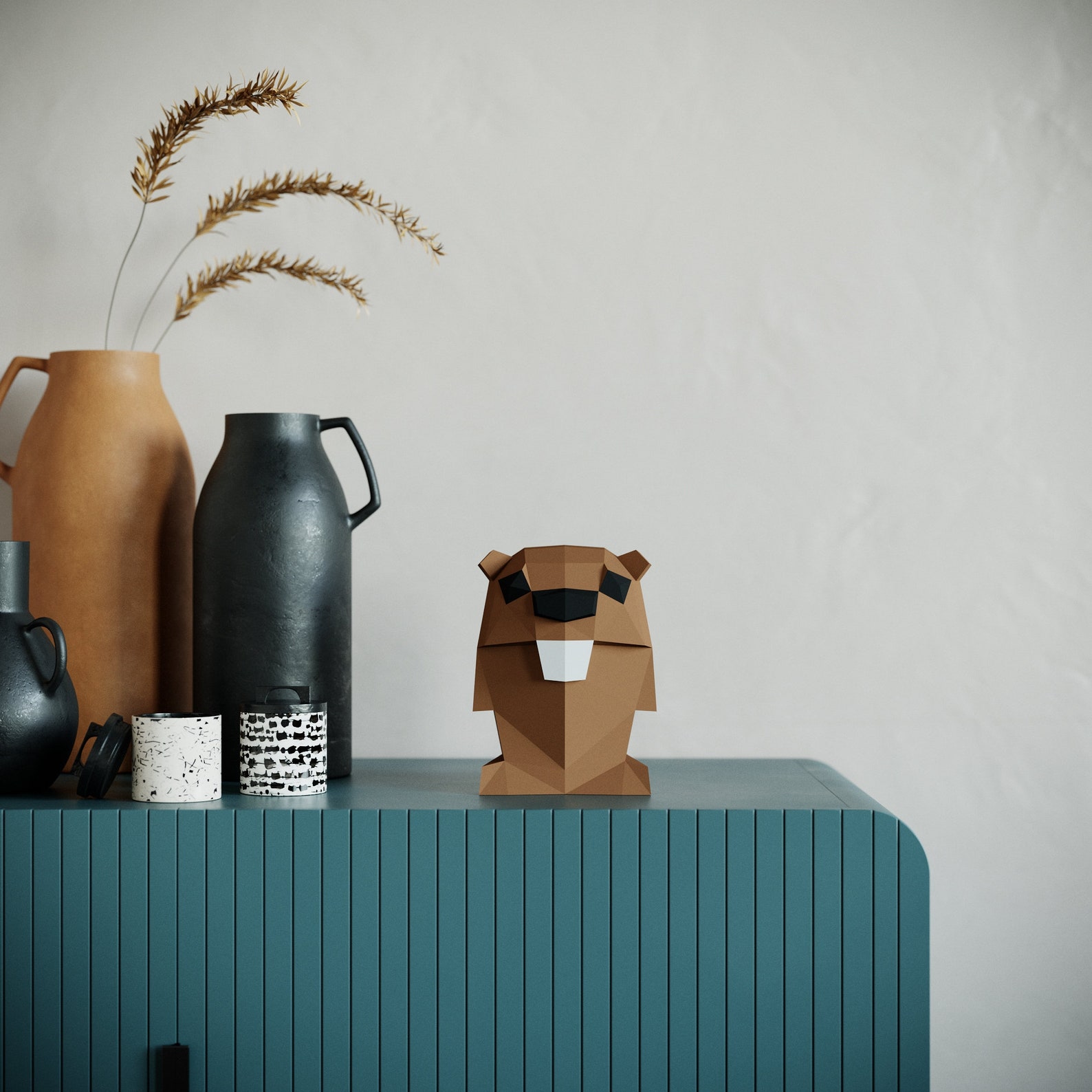 Groundhog Papercraft Template Abstract Low Poly 3D Origami - Etsy