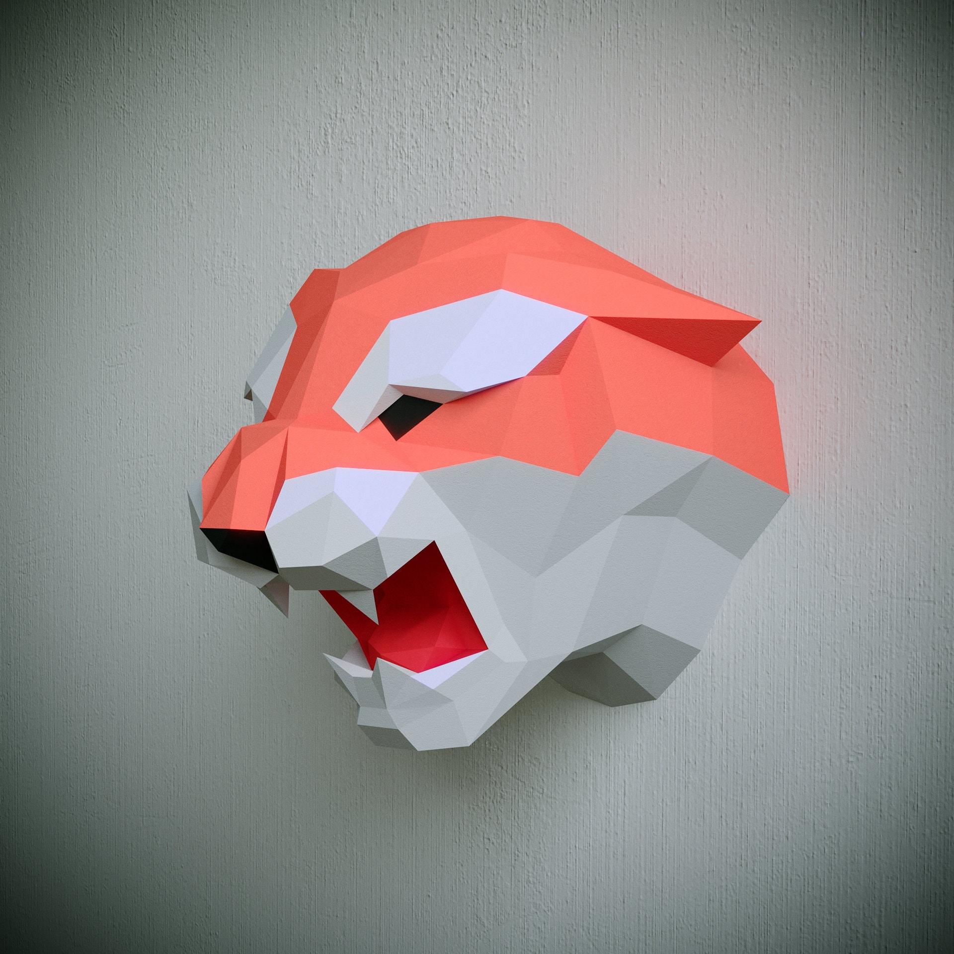 Tiger Head Papercraft Template, Abstract Low Poly 3D Origami, Home ...