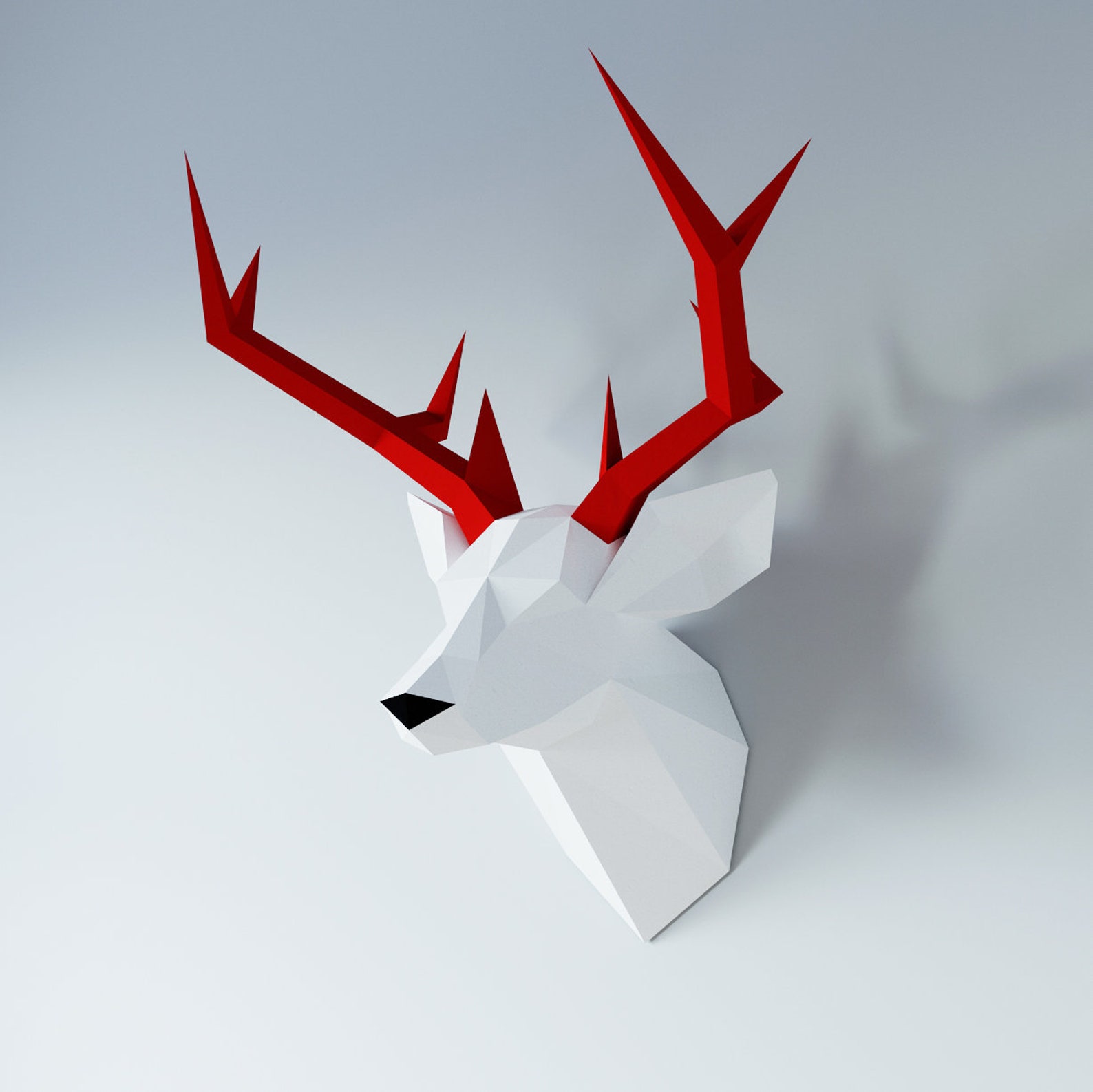 Deer Head Papercraft Template, Abstract Low Poly 3D Origami, Home Decor ...