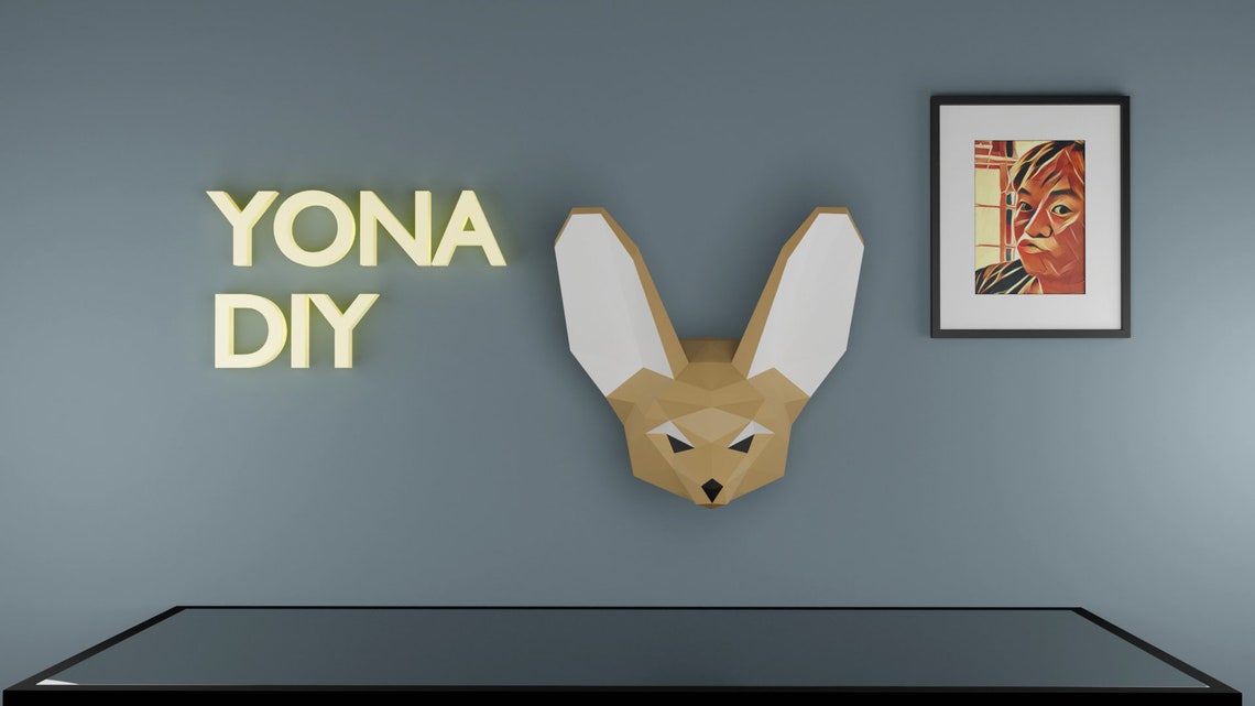 Fennec Fox Papercraft Template Abstract Low Poly 3D Origami - Etsy