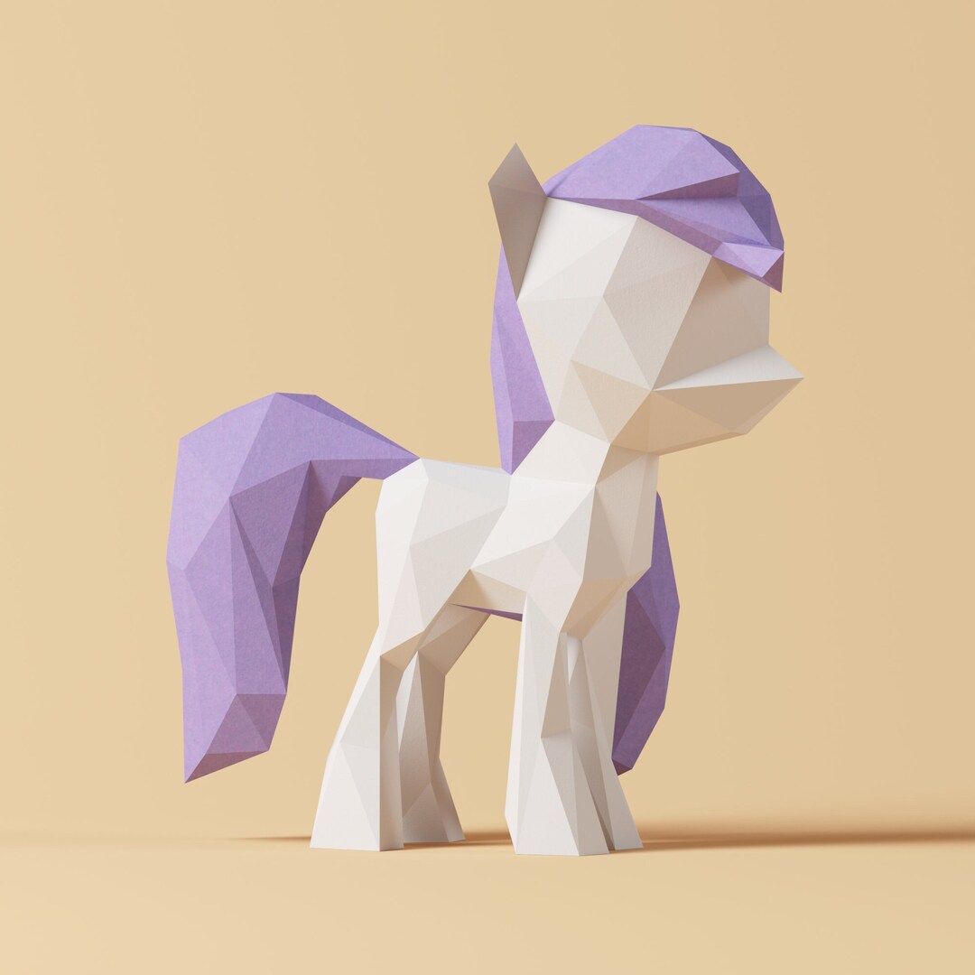 Little Pony Papercraft Template, Abstract Low Poly 3D Origami, Home ...