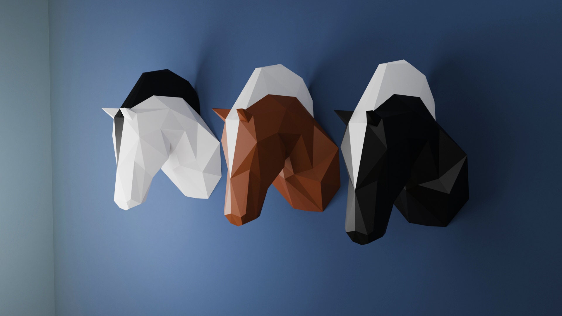 Tête de cheval - Papercraft Modèle, Origami 3D, Décoration d'intérieur ...