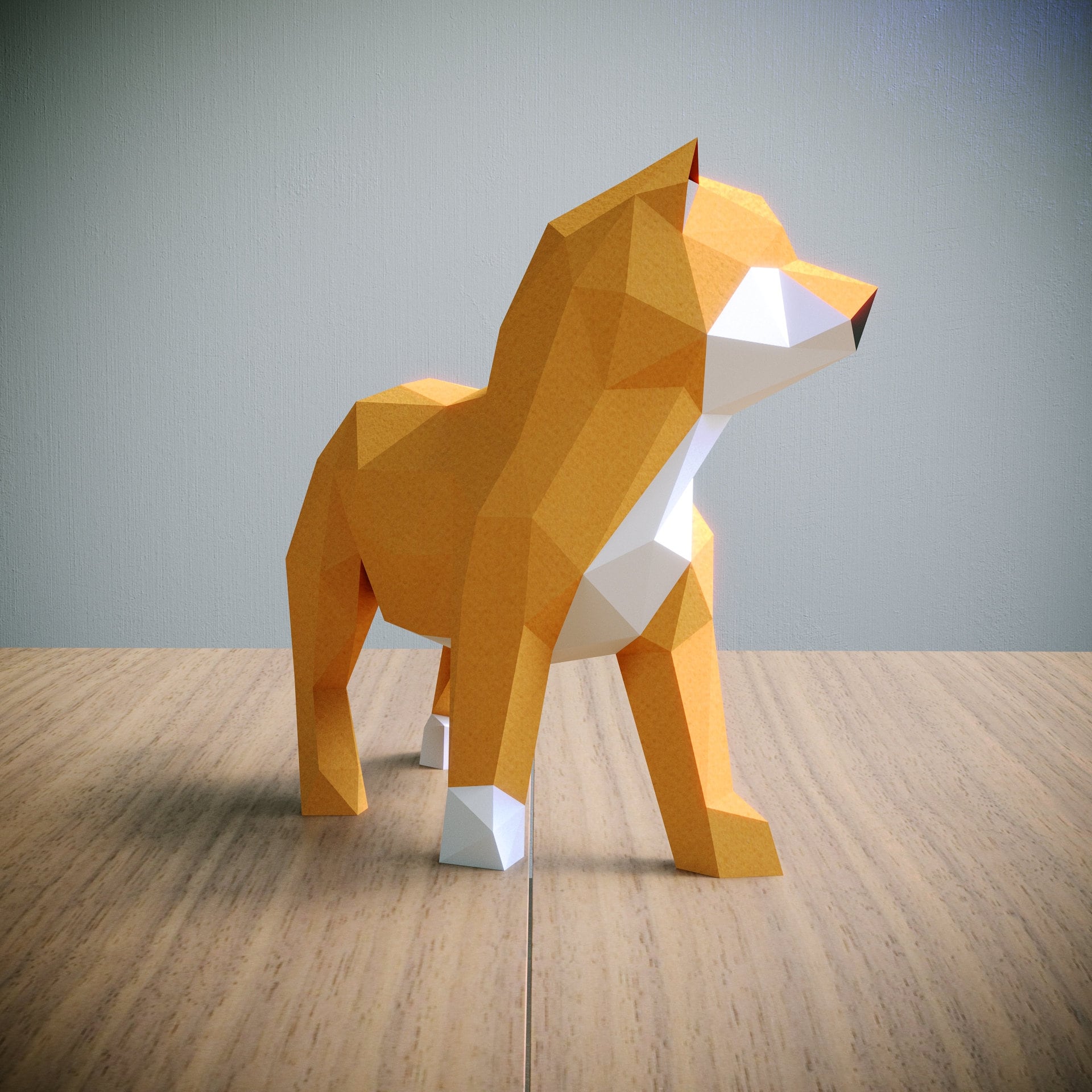 Shiba Inu Papercraft Template, Abstract Low Poly 3D Origami, Home Decor ...