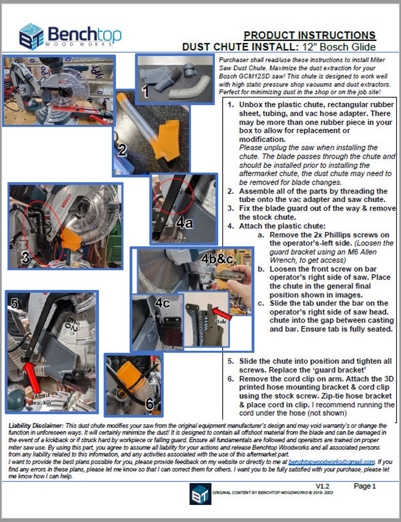 12 Bosch Glide GCM12SD Miter Saw Dust Collection - Etsy