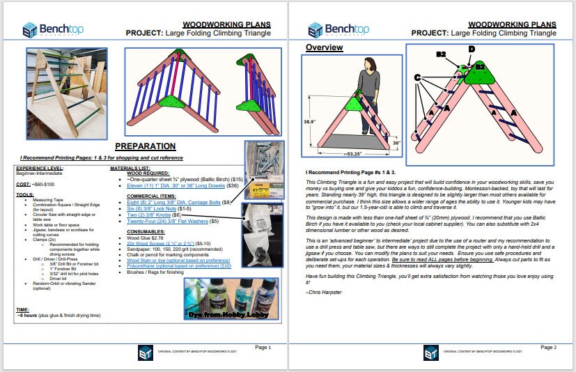 Folding Climbing Triangle Detailed Build Plans With Templates - Etsy