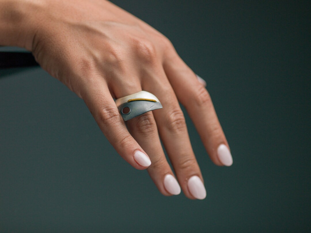 Stearling Silver Matte Finish Ring. Game With Black and White. Stunning ...