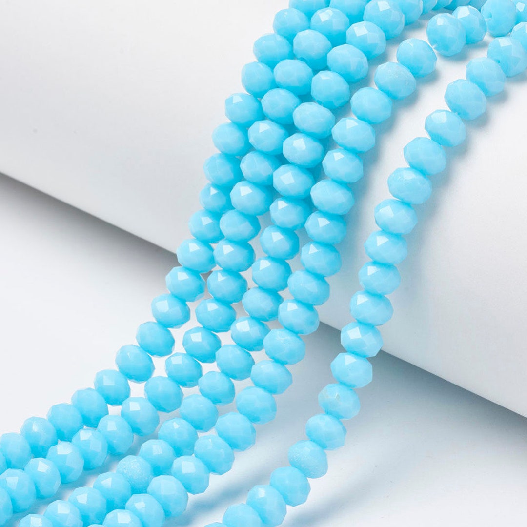 100 Faceted Glass Rondelle Beads 4mm Cyan - Etsy UK