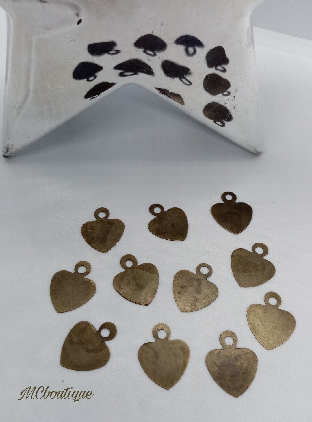 10 Bronze Metal Heart Charms 17mm - Etsy