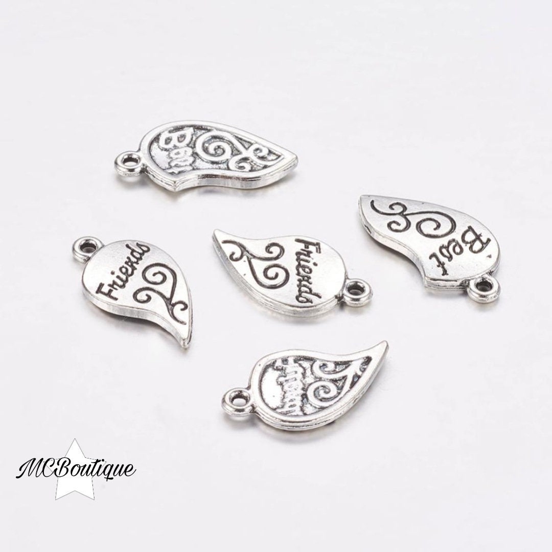 Silver Friendship Split Heart Pendant 22mm - Etsy