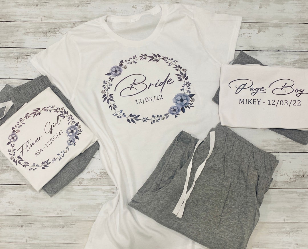 Elisa Grey Personalised Bridal Party Pyjamas Age 3/4 UK20 Matching ...