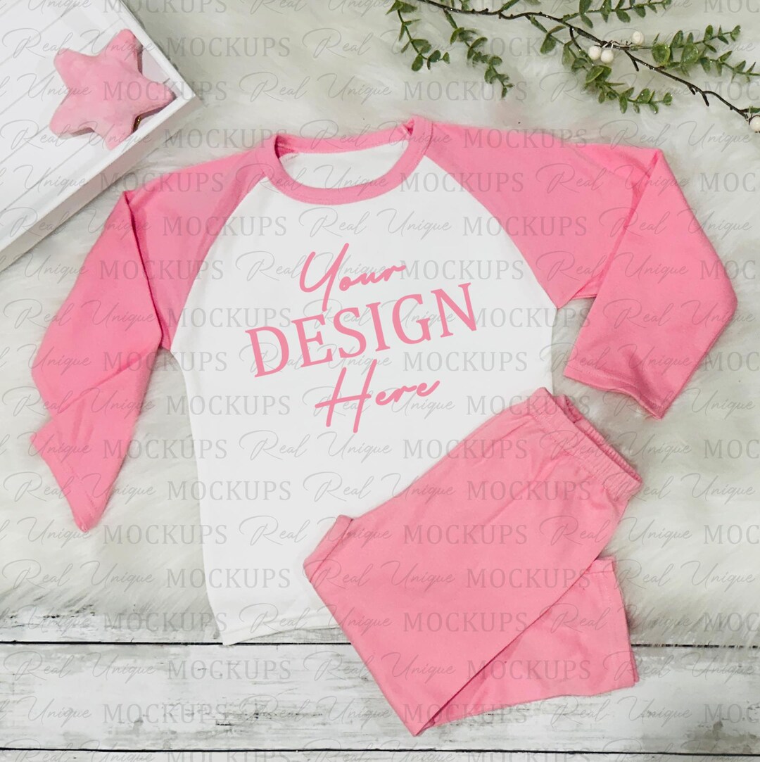 Baby Kids Pink Plain Blank Pyjamas SVG Kids Wholesale Mockup When I ...