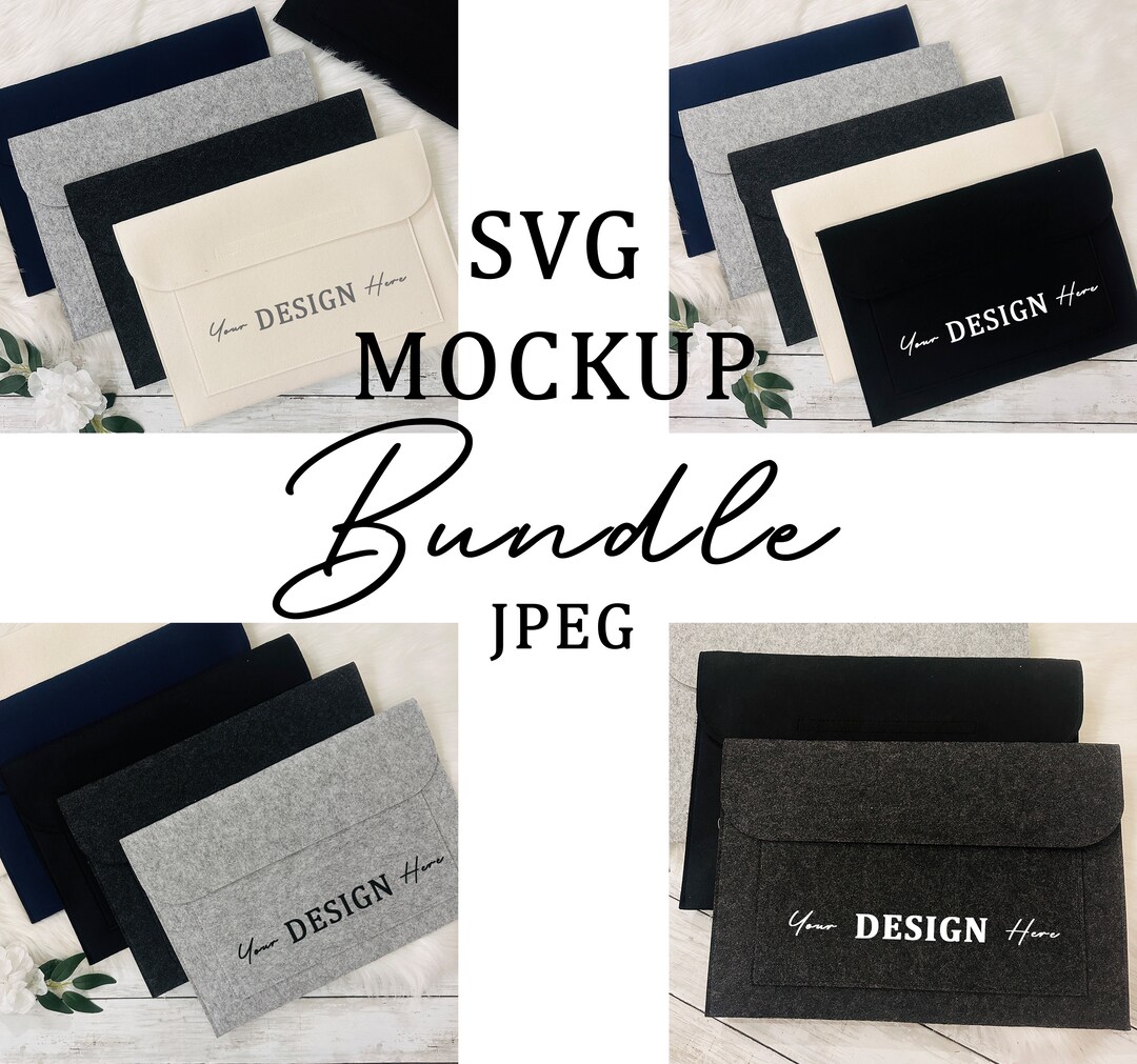 Felt Document Mockup Bundle SVG Wallet Mockup Laptop Slip Mockups ...