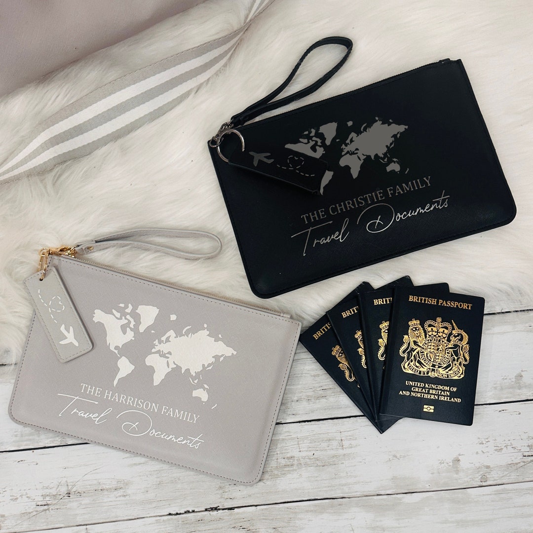 World Map Personalised Document Wallet Travel Passport Holder Clutch ...