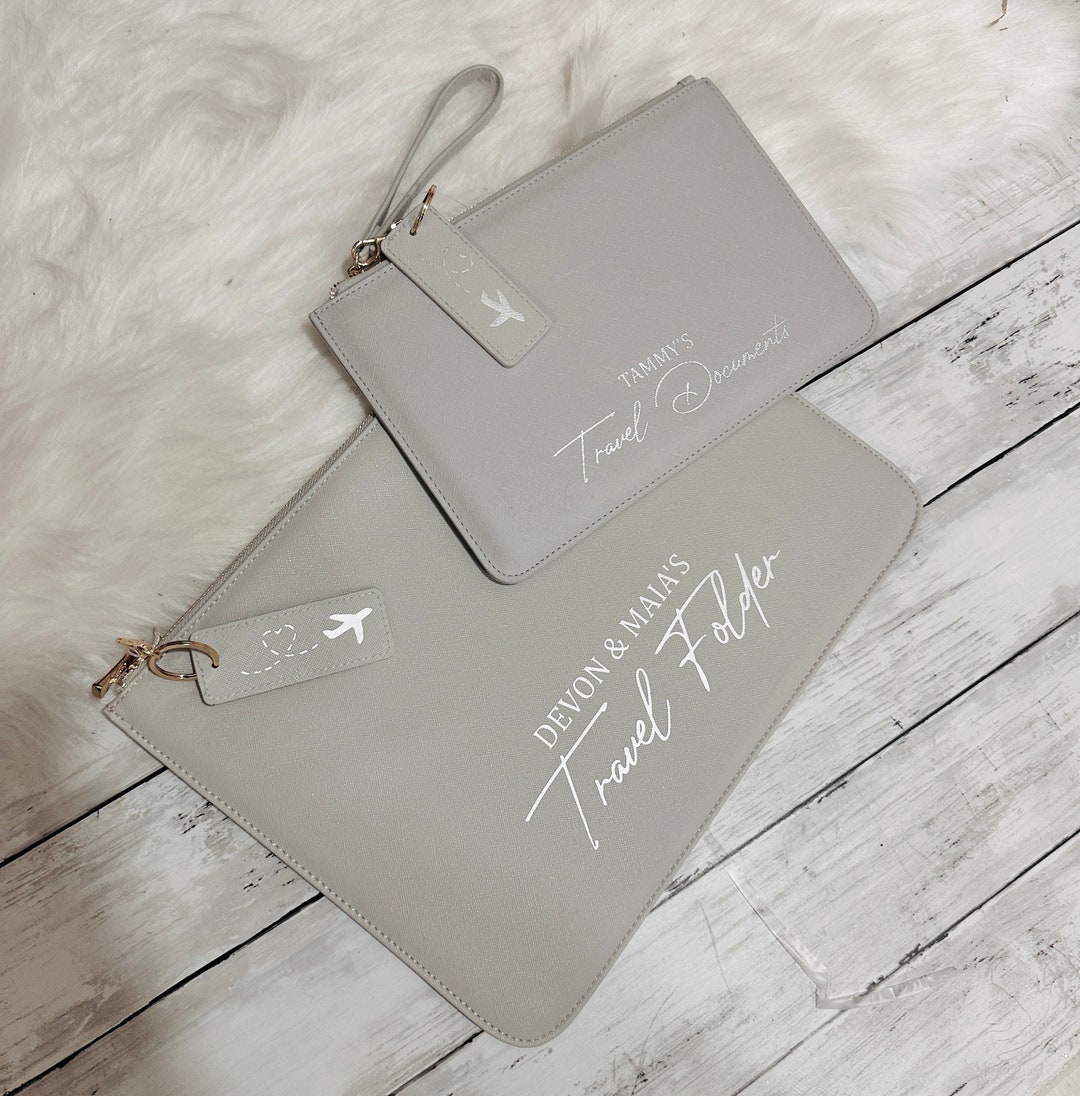 Personalised A4 / A5 Document Wallet Travel Passport Holder Clutch ...
