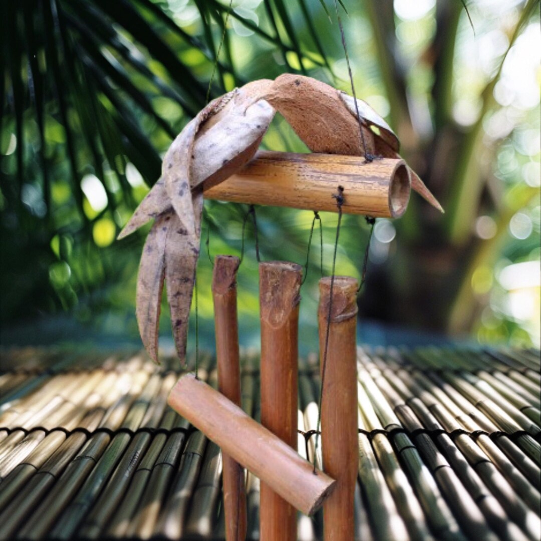 Coconut Shell Bird Wind Chimes Bamboo Handmade Garden Decor - Etsy UK