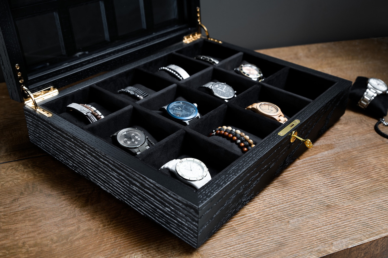 Luxury Black Oak Wooden Watch Box Watch Cabinet for Men - Etsy