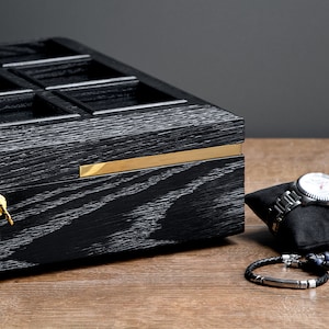 Luxury Black Oak Wooden Watch Box, Watch Cabinet for Men, Wooden Watch ...