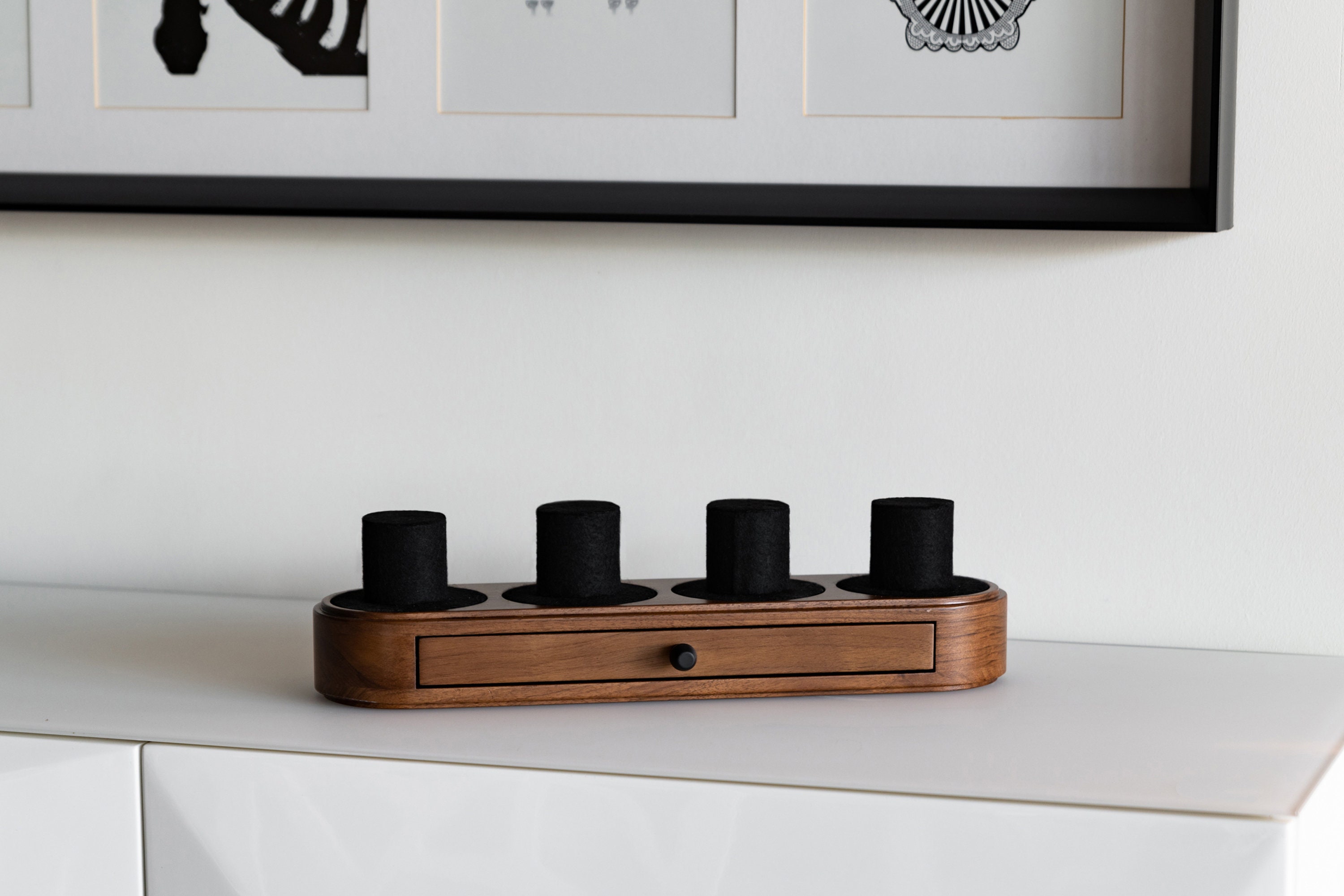 Walnut & Black Oak Watch Box With Drawer: Handmade Wood Watch Display ...