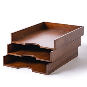 Walnut Office Desk Organizer Set: Wooden Office Accessories - Etsy