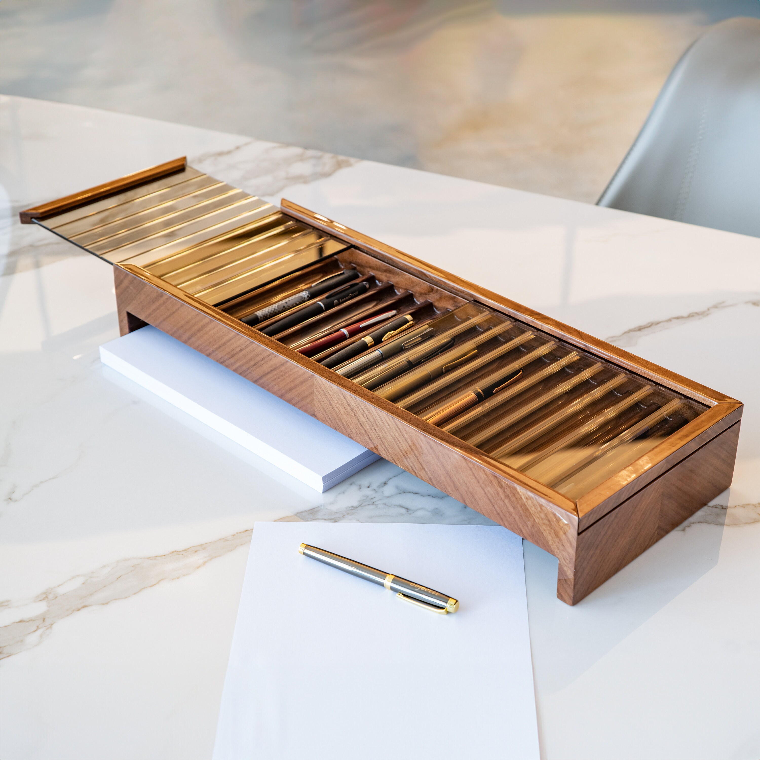 Mappa Burl Wood Pen Display Case: Fountain Pen Storage for 40 - Etsy