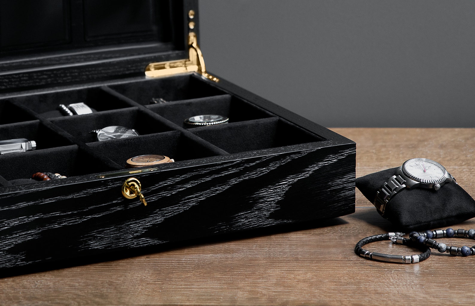 Luxury Black Oak Wooden Watch Box Watch Cabinet for Men - Etsy