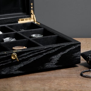 Luxury Black Oak Wooden Watch Box, Watch Cabinet for Men, Wooden Watch ...
