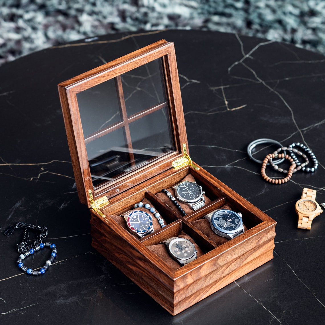 Glossy Mappa Burl Wood Watch Box: Handcrafted Jewelry Display - Etsy