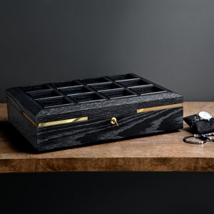 Luxury Black Oak Wooden Watch Box, Watch Cabinet for Men, Wooden Watch ...