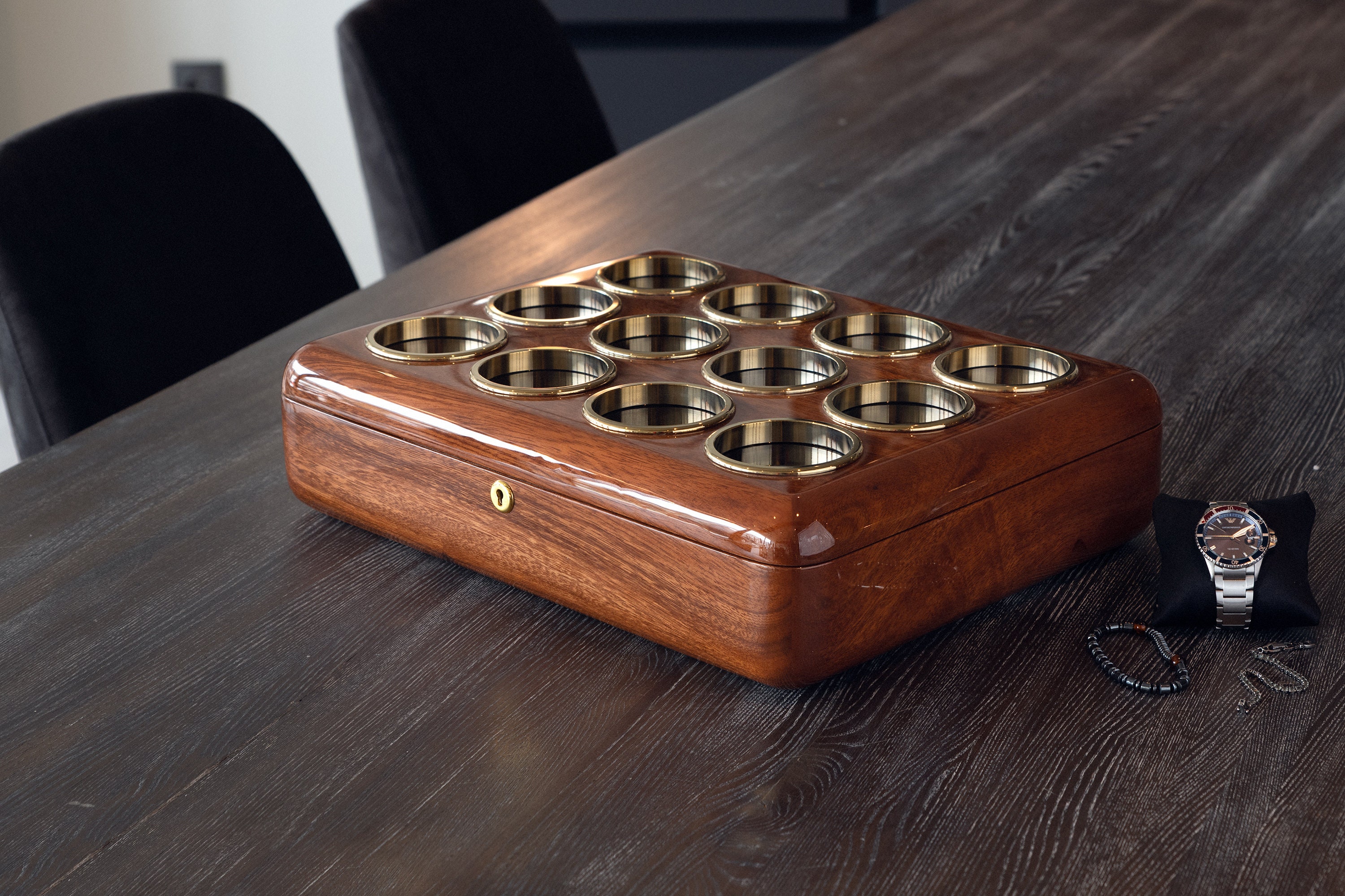 Acacia Wood Watch Box: Handmade Luxury Watch Organizer for 12 Watches ...