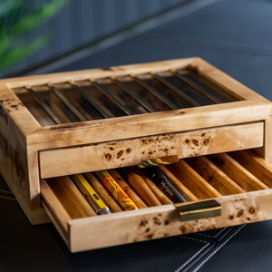 Pen Collection Storage Case, 3 Different Wood Option, Office Desk ...