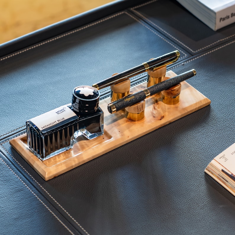 Handcrafted Wood Pen & Ink Stand: Desk Organizer, Collector Gift - Etsy