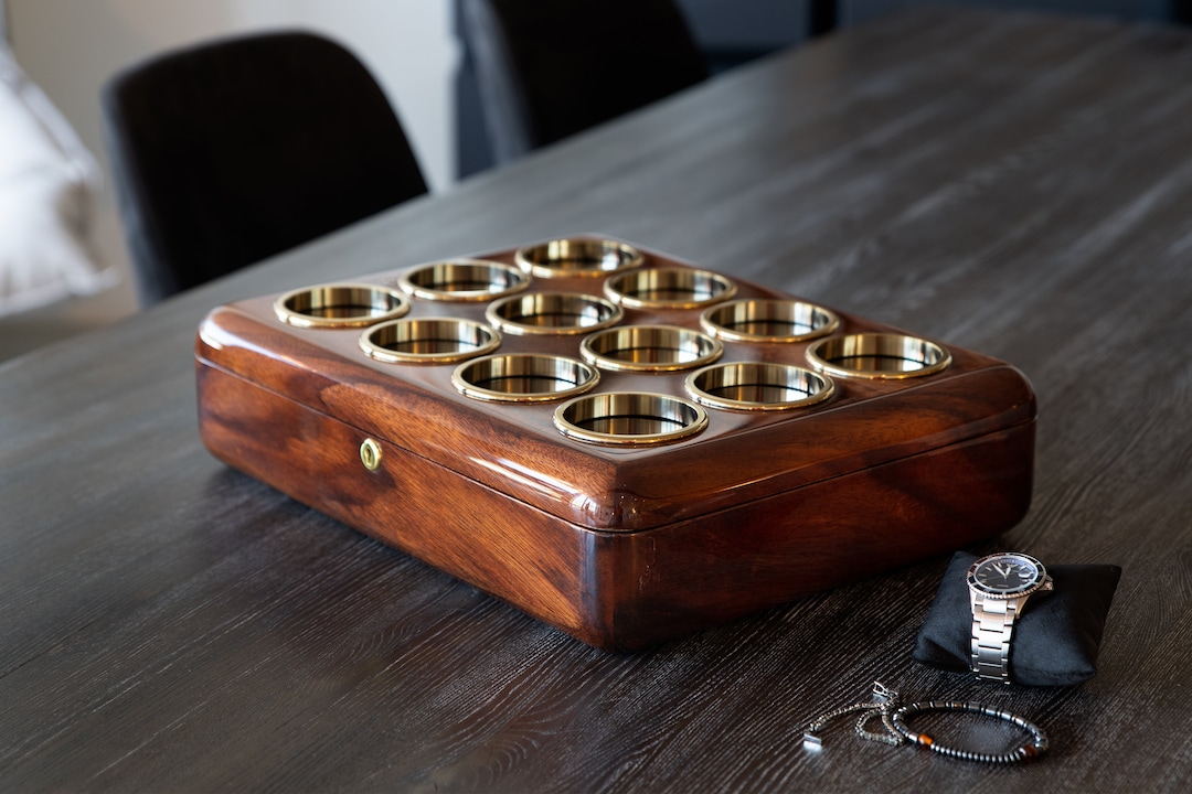Acacia Wood Watch Box: Handmade Luxury Watch Organizer for 12 Watches ...