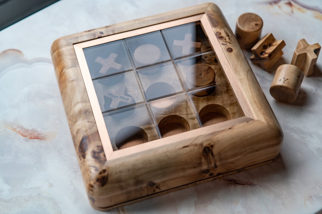 Handmade Wooden XOX Board Game: Oak, Walnut, Mapa Burl - Etsy