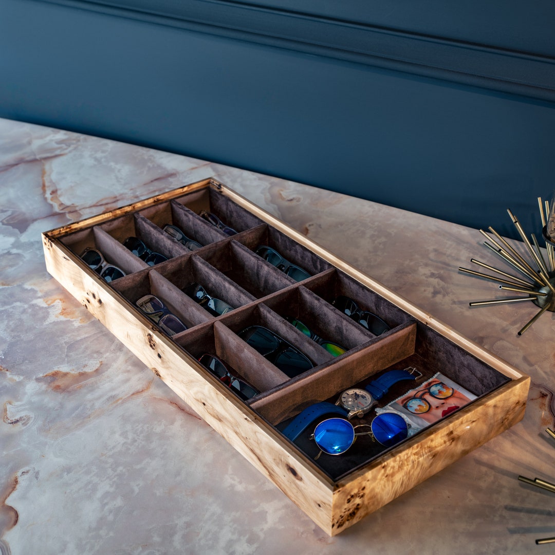 Handmade Walnut & Burl Wood Eyeglass Organizer: Stackable Drawer Set - Etsy