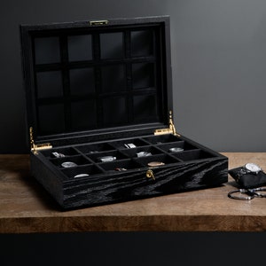 Luxury Black Oak Wooden Watch Box, Watch Cabinet for Men, Wooden Watch ...