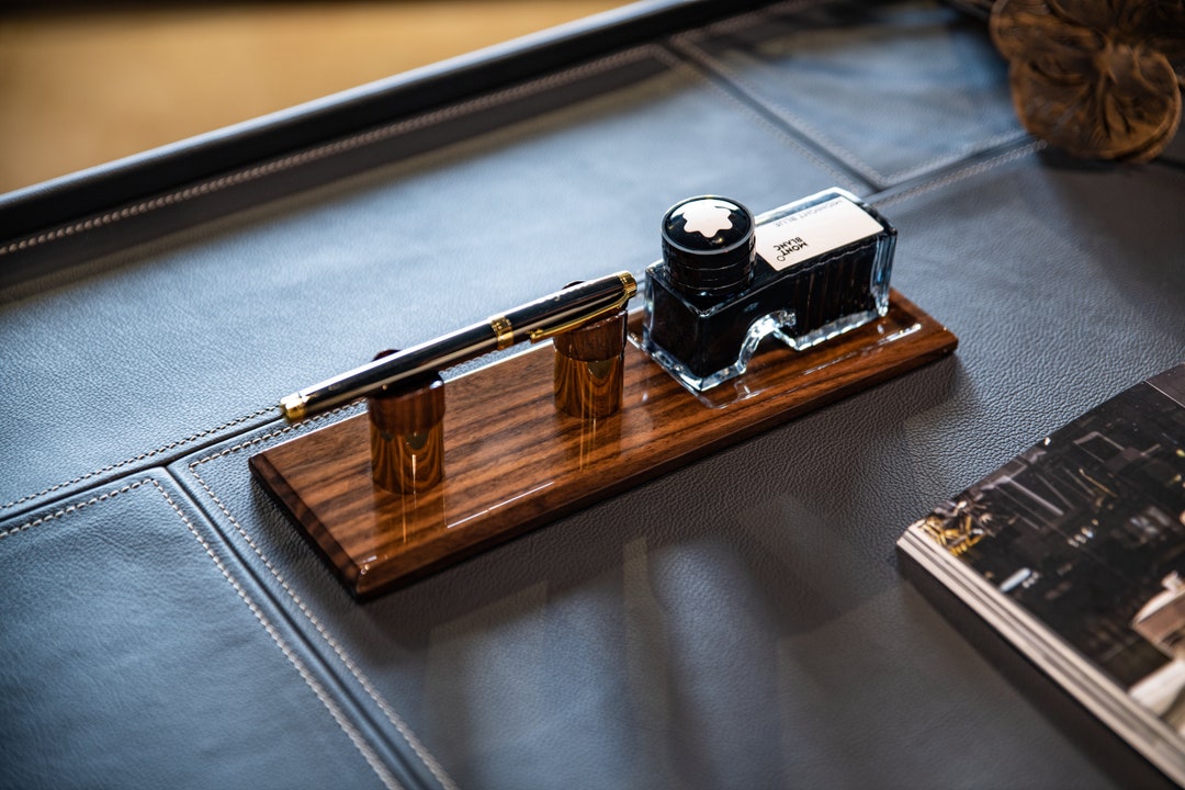 Wood Fountain Pen Rest With Ink Division: Desk Organizer - Etsy