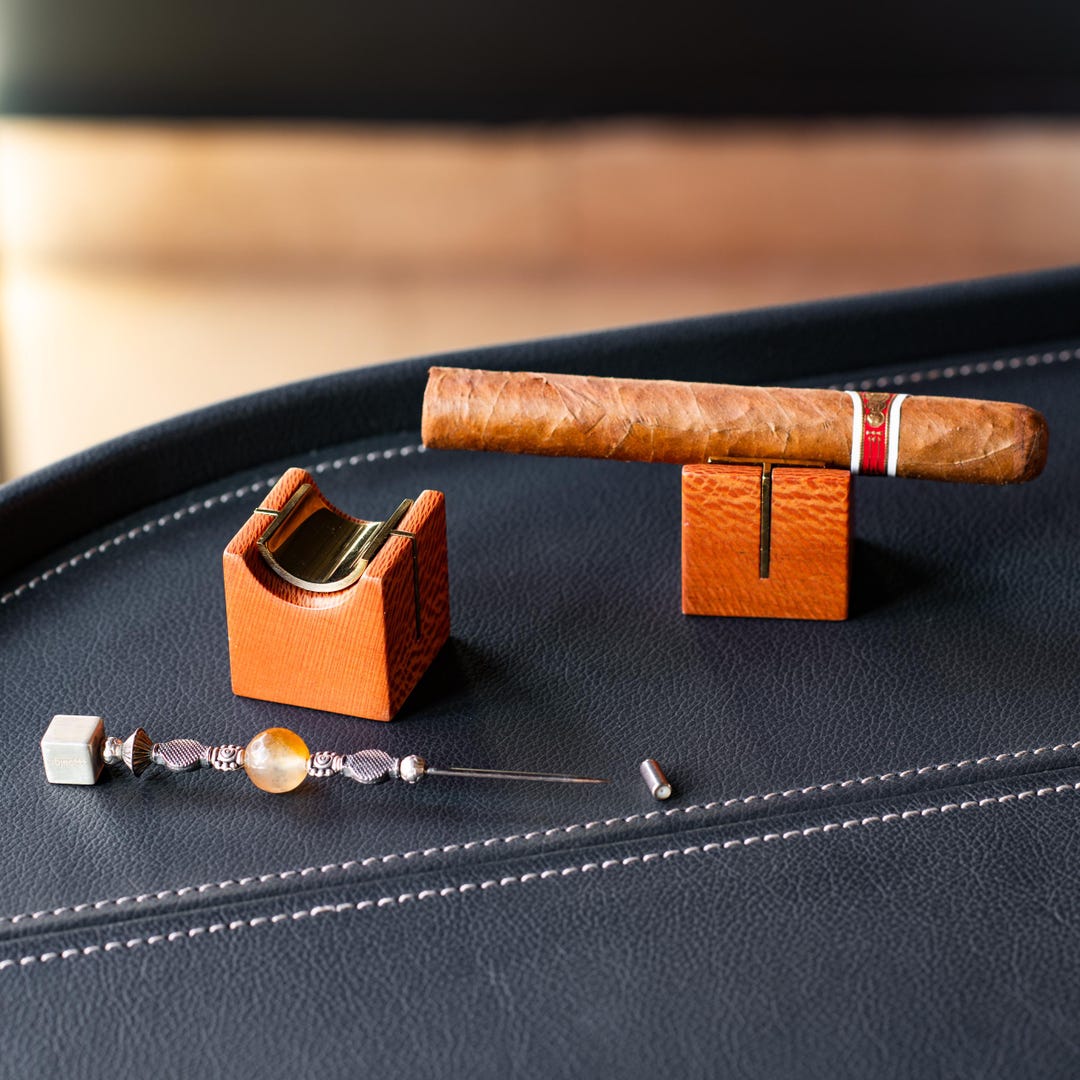 Silver Edge Cigar Pick Set - 925 Sterling Silver & Gemstone ...