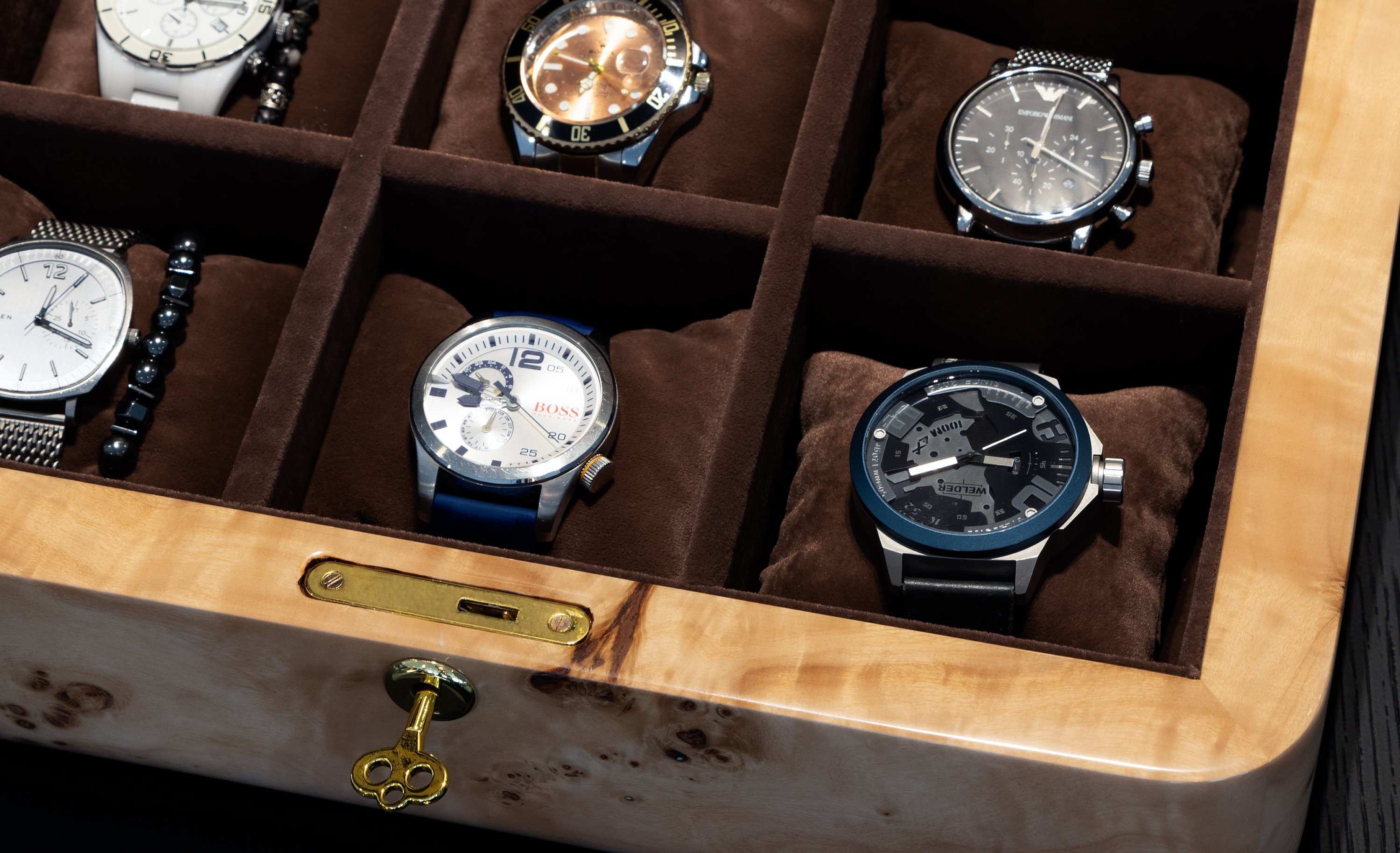 Mapa Burl Wood Watch Box: 9-slot Luxury Watch Organizer - Etsy