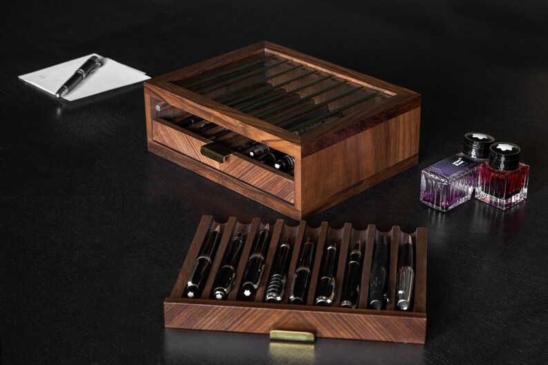 Luxury Walnut Pen Box Wooden Pen Holder Pencil Display Desk - Etsy