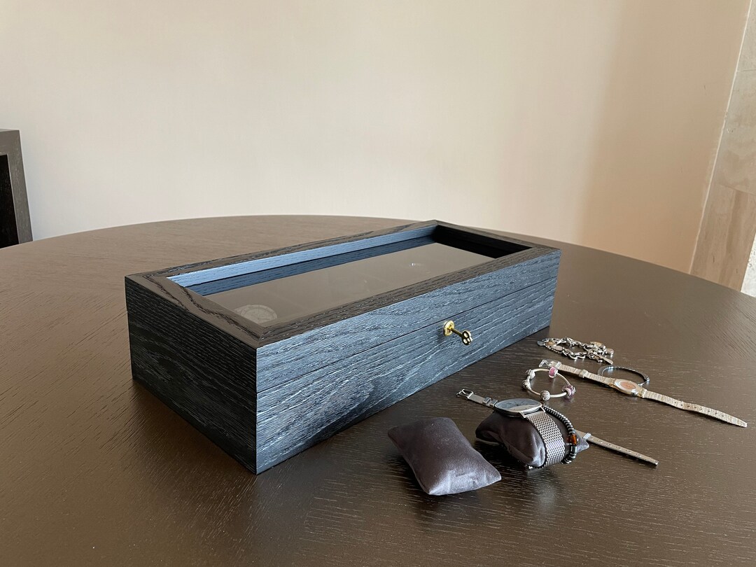 Black Oak Watch Box: Luxury Wooden Watch Organizer - Etsy