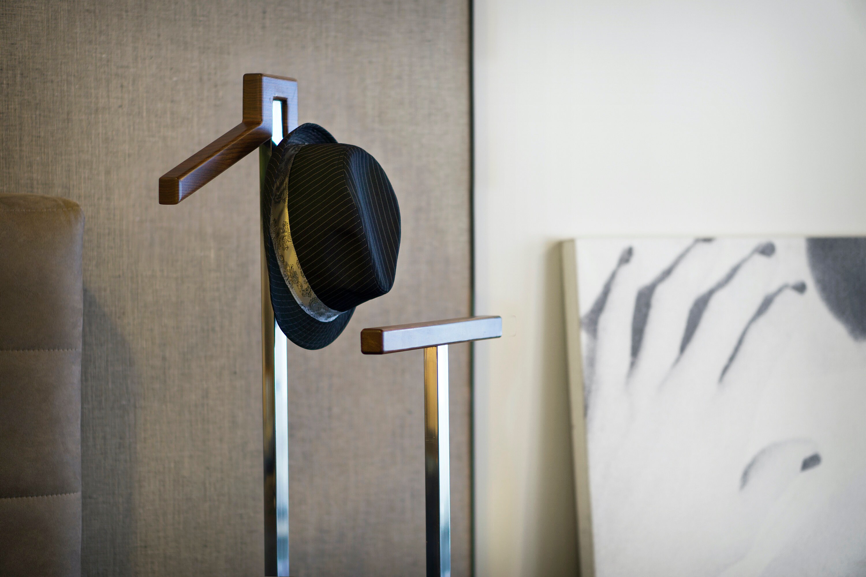 Walnut & Stainless Steel Valet Stand Coat Rack Standing - Etsy