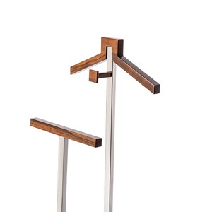 Walnut & Stainless Steel Valet Stand, Coat Rack Standing, Wooden Coat ...